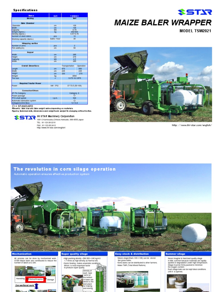 Maize Baler Wrapper: Model Tsw2021 | PDF | Maize | Livestock Farming