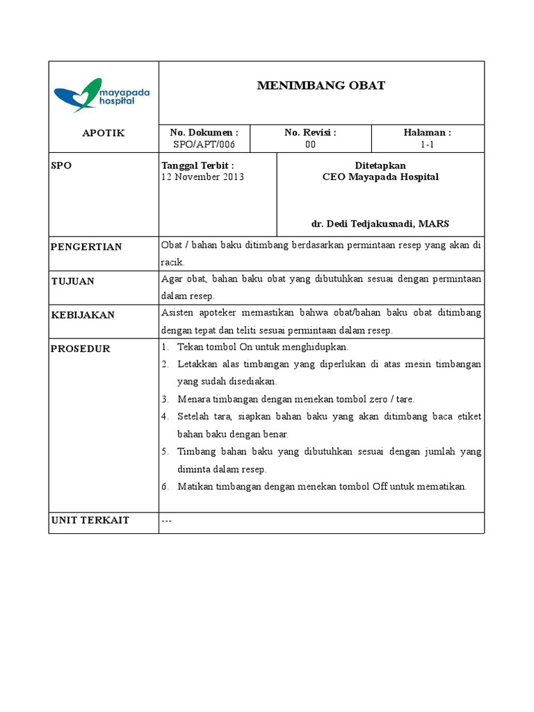 Prosedur Timbang Dan Retur Obat Apotik Pdf Kesehatan Holistik