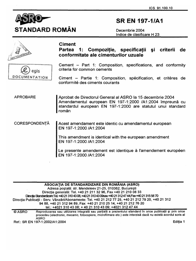 SR EN 197-1-A1-04-Ciment | PDF