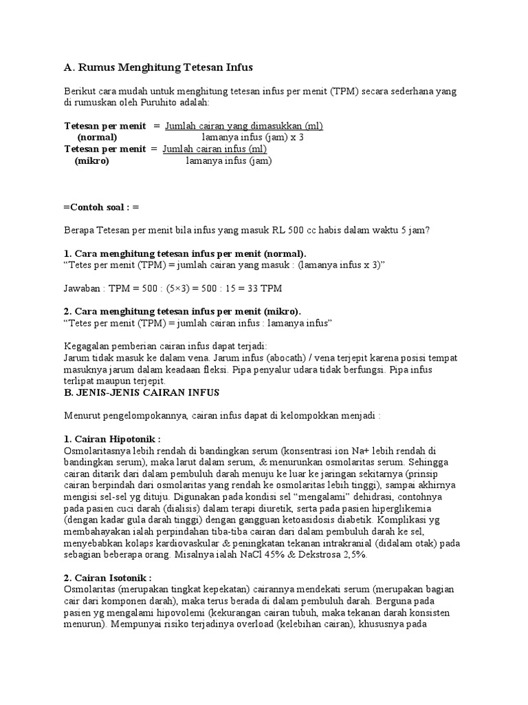 Rumus dan Jenis Cairan Infus | PDF | Sains & Matematika