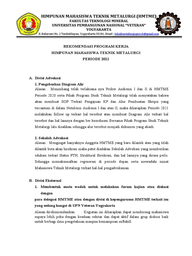 Rekomendasi Proker 2021 | PDF