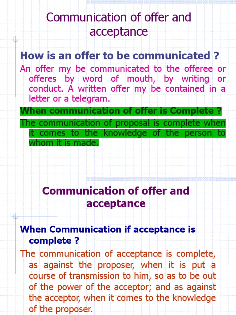 Munication of Offer and Acceptance | PDF | Offer And Acceptance ...