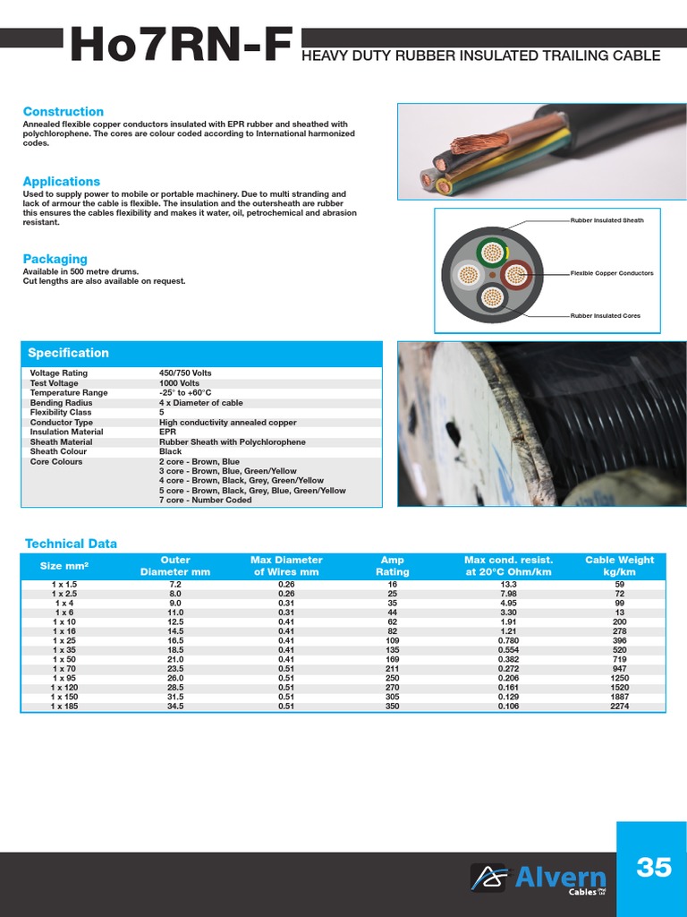 Heavy Duty Rubber Insulated Trailing Cable: Construction | PDF ...