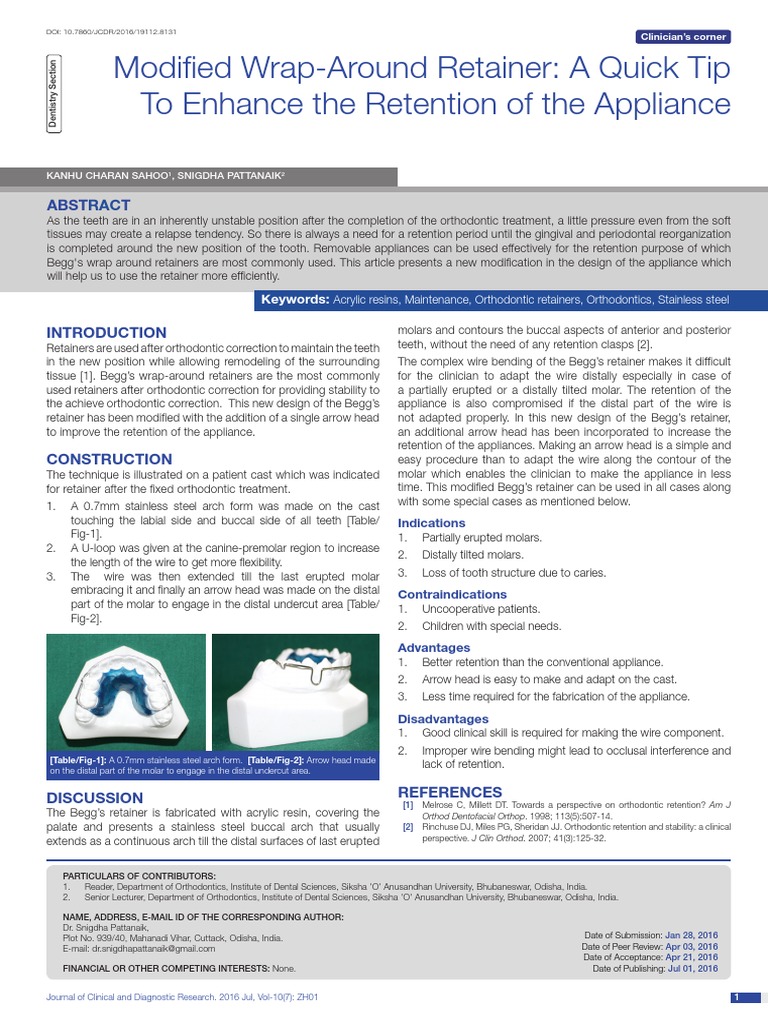 Modified Wrap-Around Retainer | Download Free PDF | Orthodontics | Face