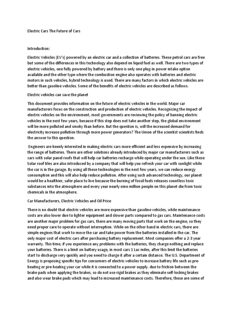 Research Electric Cars | PDF | Electric Vehicle | Plug In Hybrid