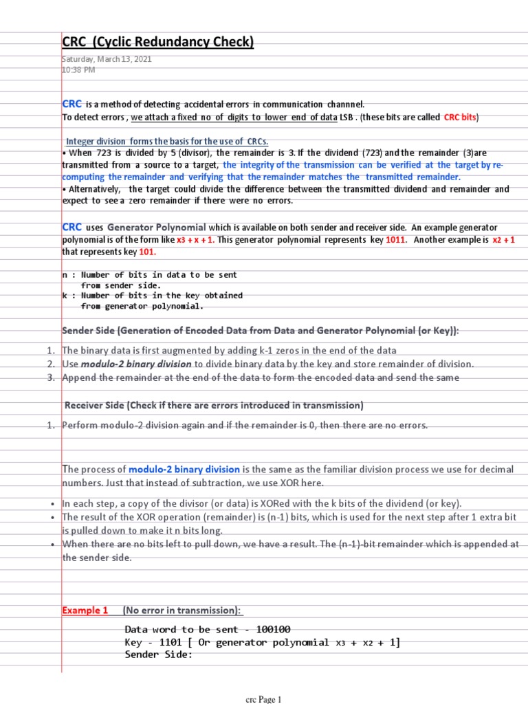 CRC (Cyclic Redundancy Check) | PDF | Encodings | Numbers
