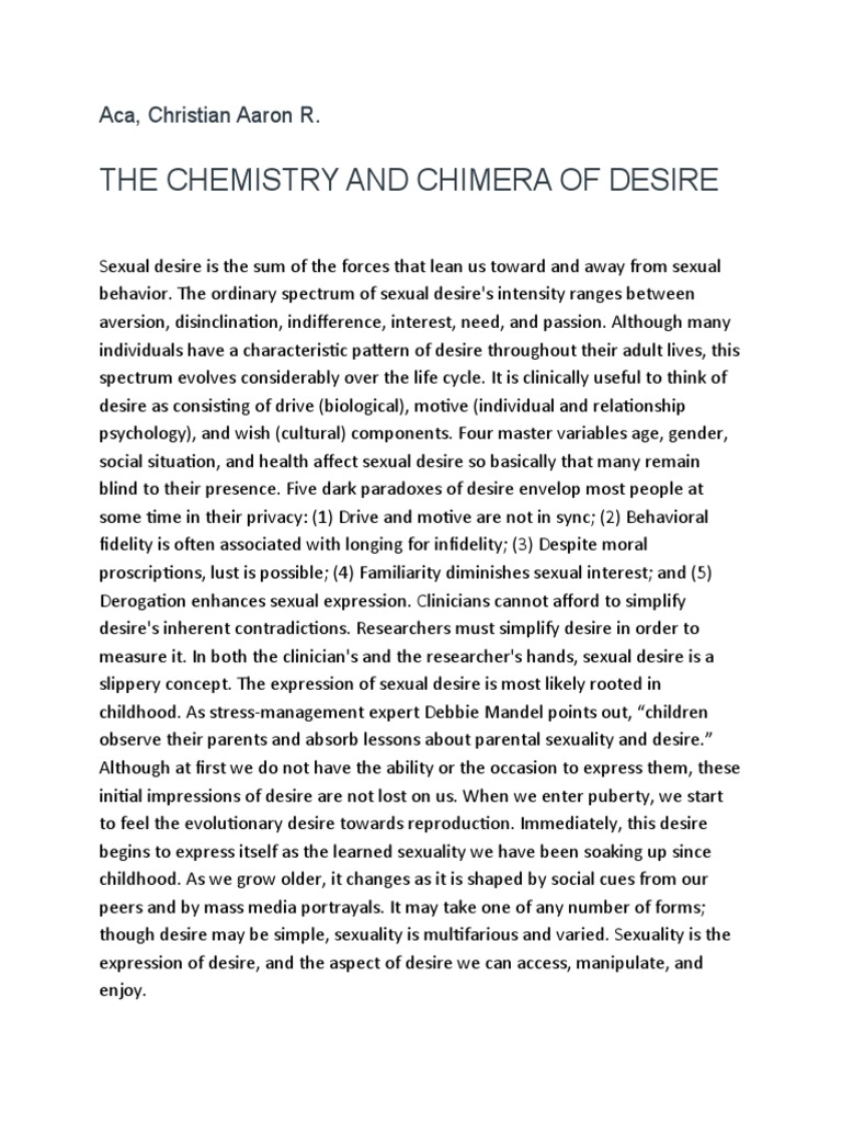 The Chemistry and Chimera of Desire: Aca, Christian Aaron R | PDF ...