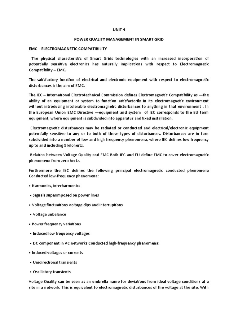 Unit 4 Power Quality Management in Smart Grid Emc - Electromagnetic ...