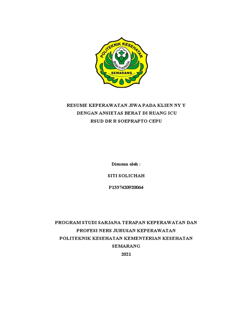 Resume Keperawatan Jiwa Ny Y di ICU | PDF