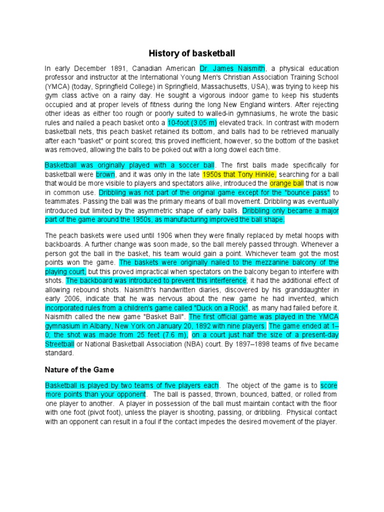 Origins of Basketball: A Brief History | PDF | Ball Games | Sports