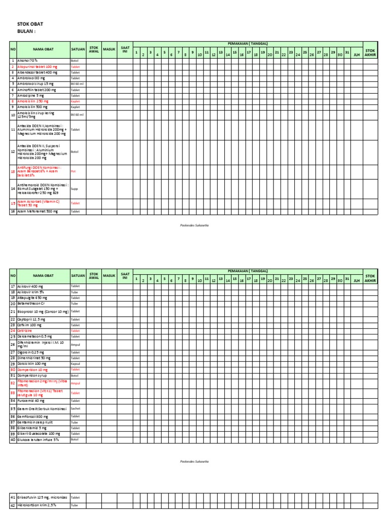 Stok Obat | PDF | Microsoft Excel | Medical Treatments