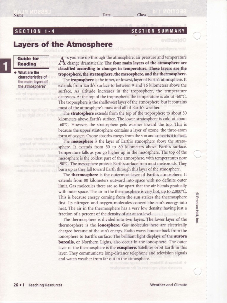 Layers of the Atmosphere: Characteristics and Temperature Variations in ...
