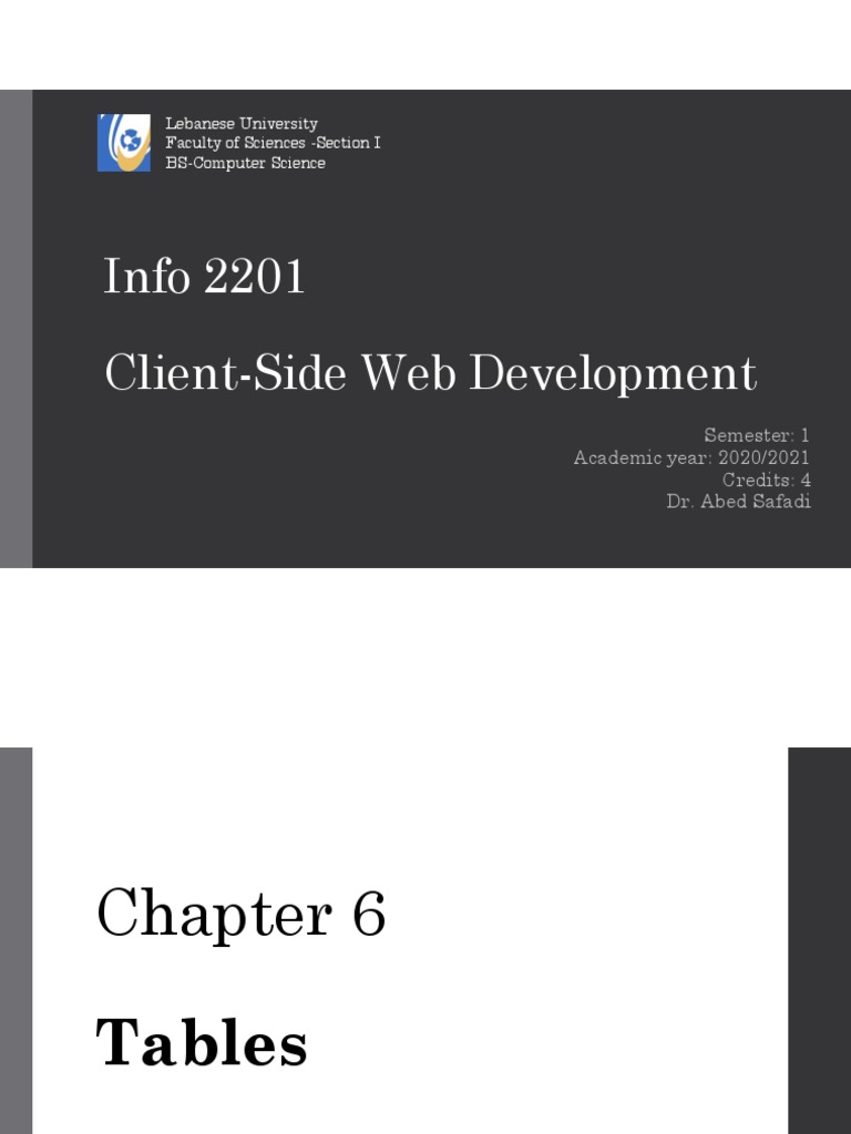 I2201 Chapter 6 Tables | PDF | Html Element | Software Development