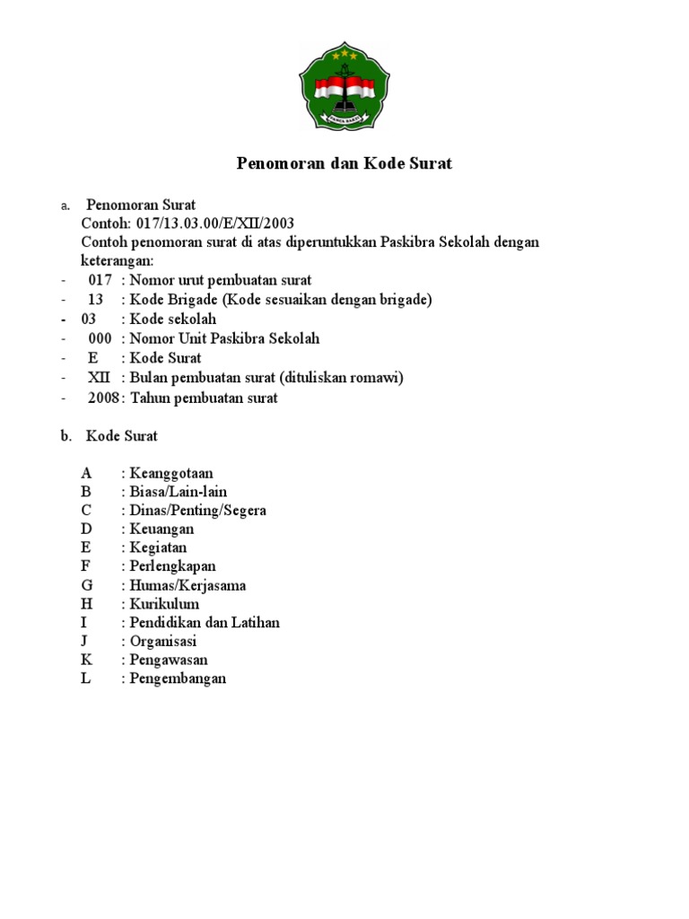 Penomoran Dan Kode Surat | PDF