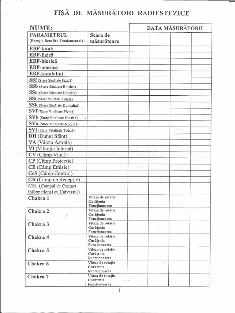 Fisa Masuratori Radi | PDF