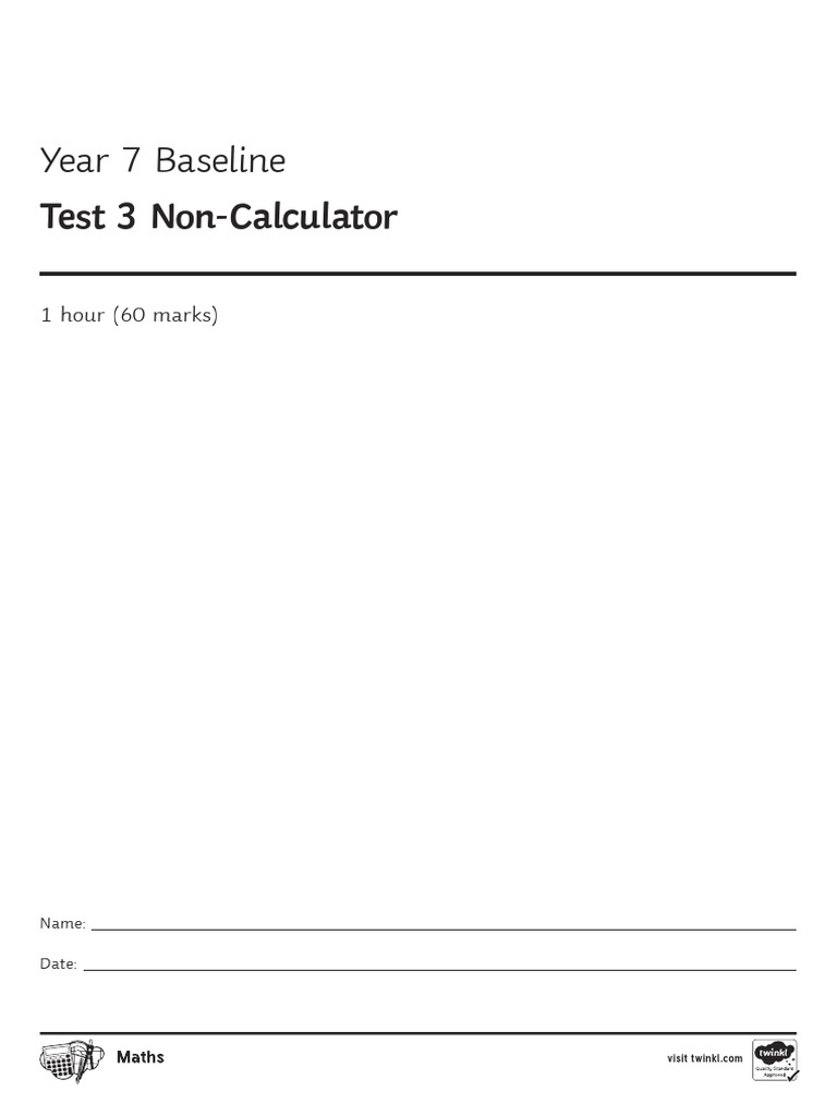 Year 7 Baseline Test Maths - Assessment | PDF | Elementary Mathematics ...