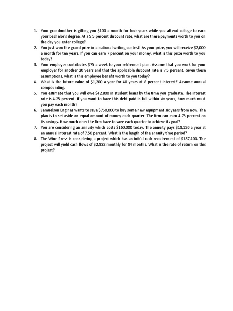 Practice Questions Annuities | PDF