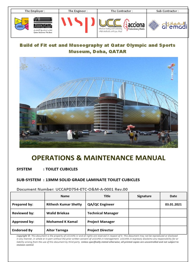 U07754QOSM - Project O & M Manual Template | PDF | Stainless Steel | Wall