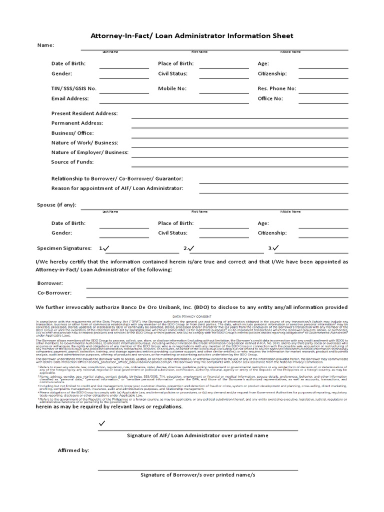AIF Form With DPA-1 | PDF