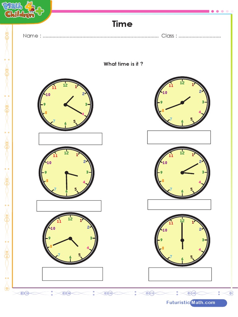 Time Hours Minutes Past Worksheet | PDF