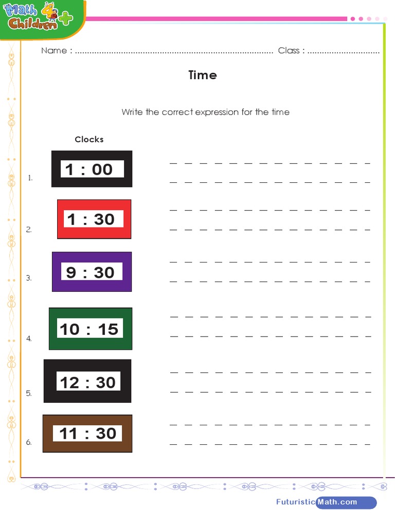 Time Electronic Clock Worksheet | PDF