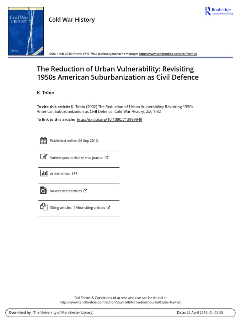 The Reduction of Urban Vulnerability Revisiting 1950s American ...