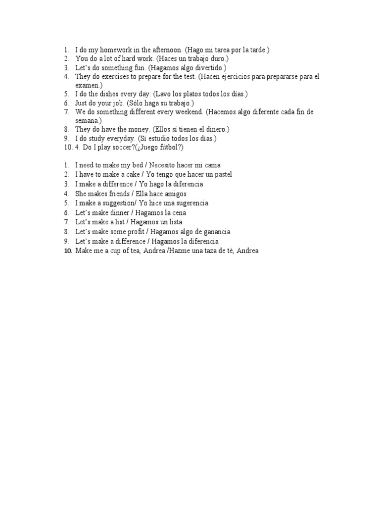 Frases Con Make y Do | PDF