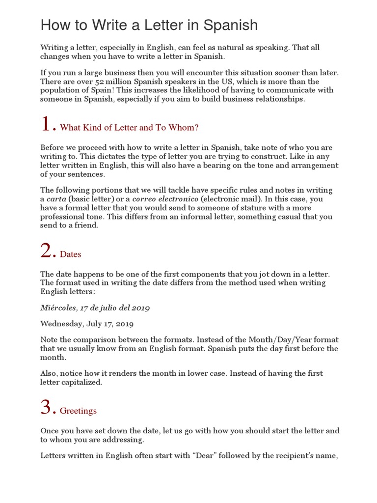 How To Write A Letter in Spanish | PDF | English Language | Human ...