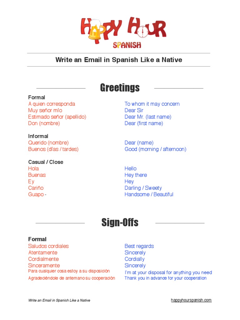 Writing Professional Emails in Spanish | PDF | Linguistics | Linguistic ...