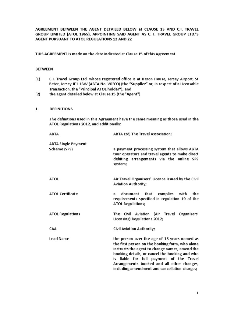 Travel Agency Agreement Sample | PDF | Law Of Agency | Indemnity