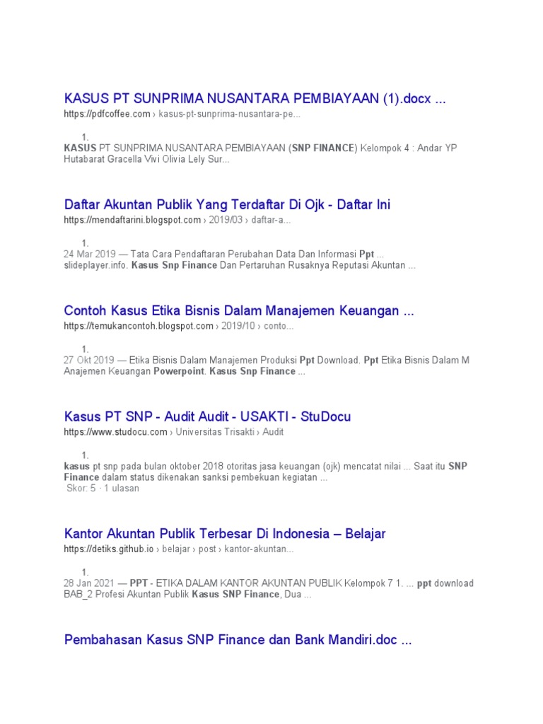 Kasus SNP Finance: Kasus-Pt-Sunprima-Nusantara-Pe.. | PDF