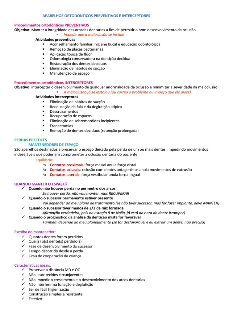 Resumo Orto | PDF | Dente | Odontologia