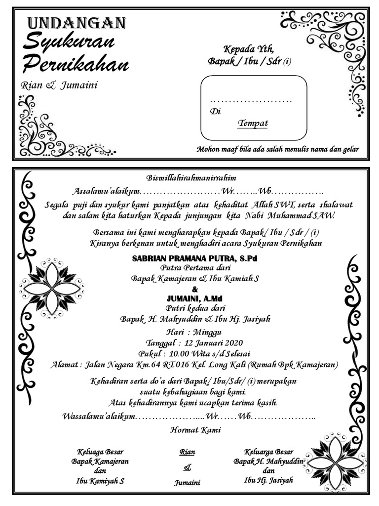 Undangan Pernikahan Hitam Putih Elegan | PDF