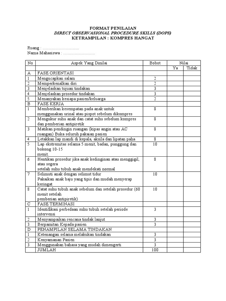 Format Penilaian Dops | PDF
