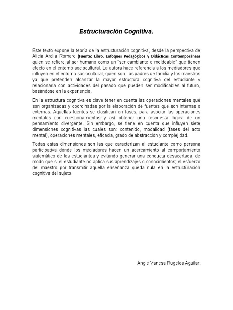 Teoría de la Estructuración Cognitiva | PDF