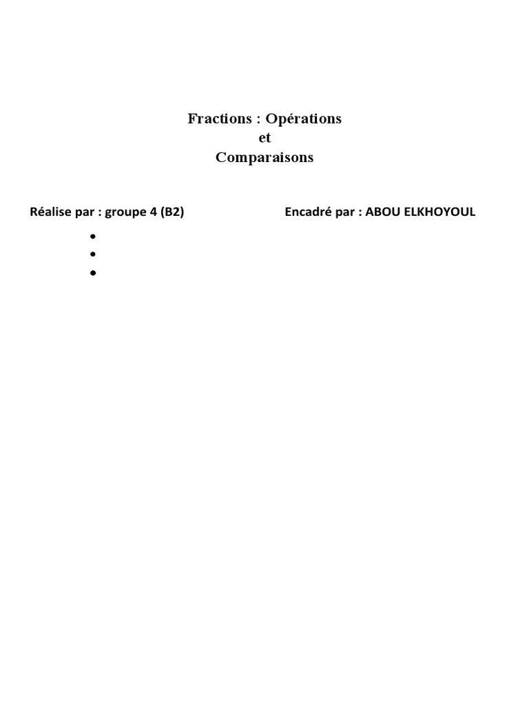 Opérations et Comparaisons de Fractions | PDF | Nombre | Arithmétique
