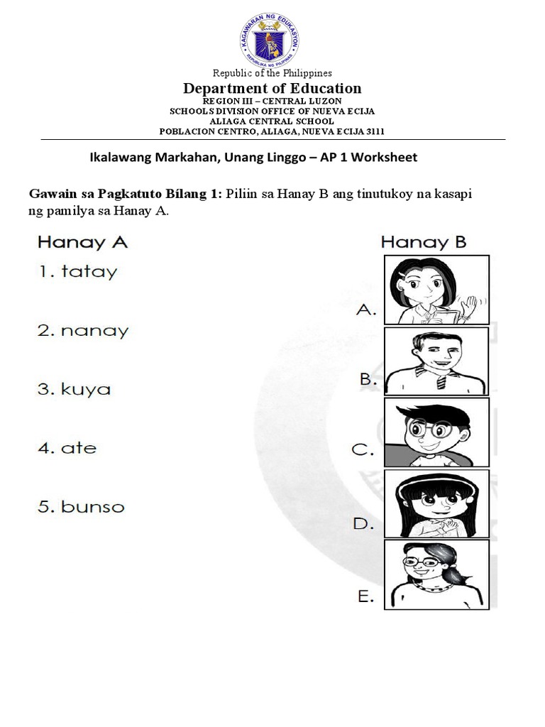 Grade 1 Worksheet Q2W1 | PDF