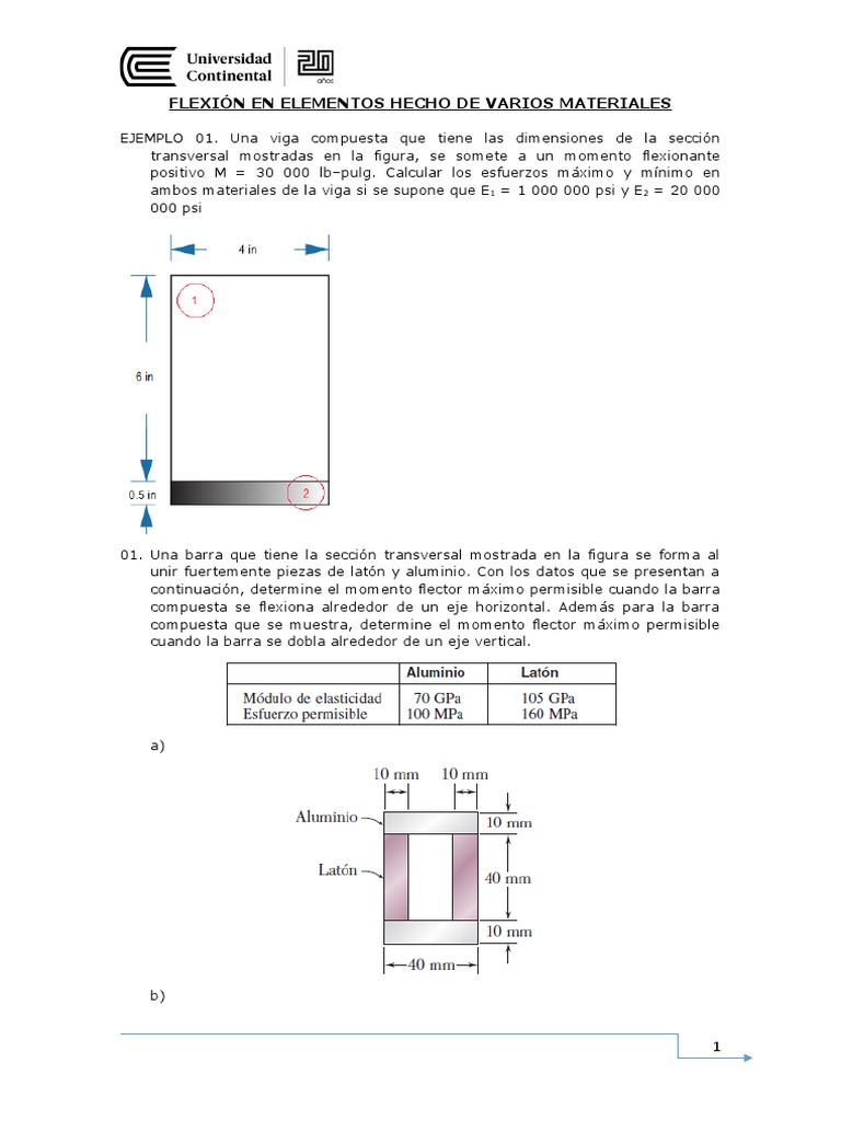 Tema 9 - Flexion en Elementos Hecho de Varios Materiales | PDF | Doblar | Mecanica clasica