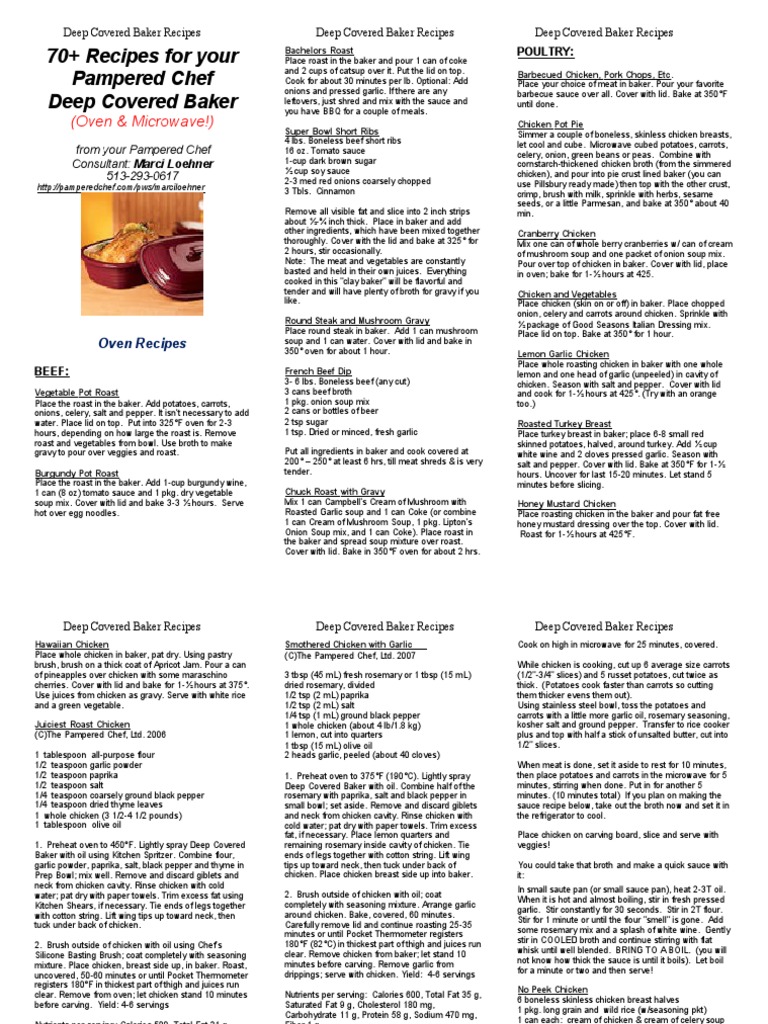 70 Deep Covered Baker Recipes | PDF | Roasting | Baking
