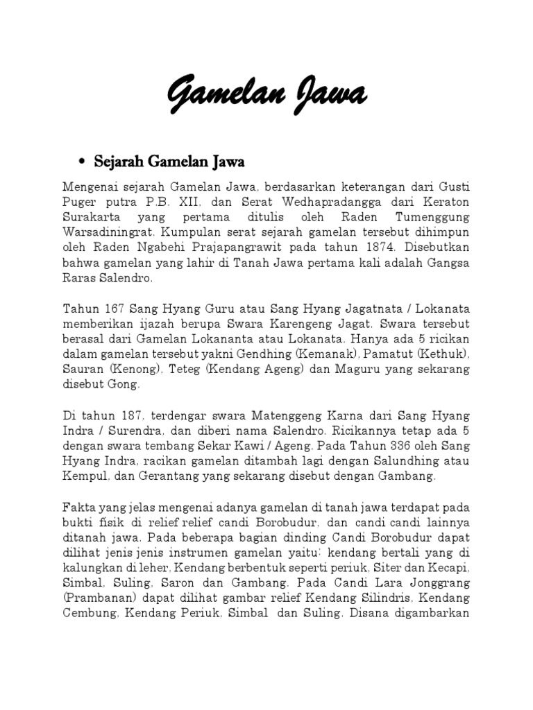Zerlinda Putri - XI MIPA 5 - 35 - Artikel Alat Musik Gamelan Jawa | PDF