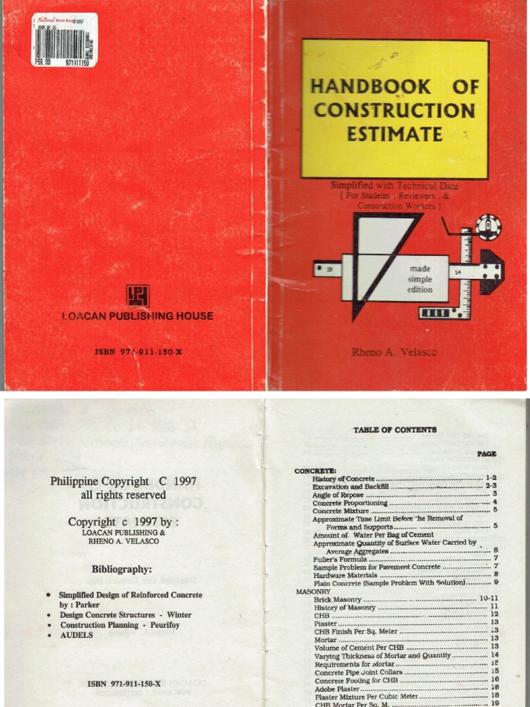 Handbook of Construction Estimate by Rheno A. Velasco | PDF