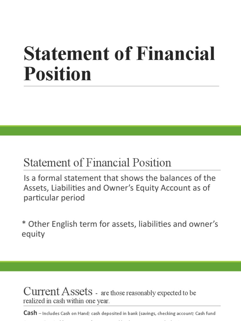 Statement of Financial Position Guide | PDF | Balance Sheet | Equity ...