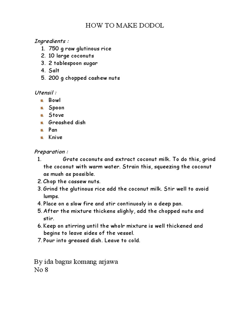 How To Make Dodol | PDF