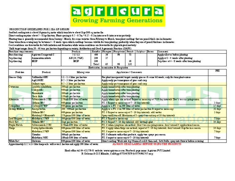 Agricura 1ha Onion 2017 | PDF | Onion | Fertilizer