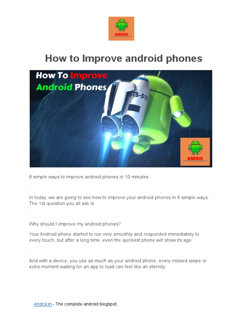 How To Improve Android Phones ? | PDF | Mobile App | Google Play