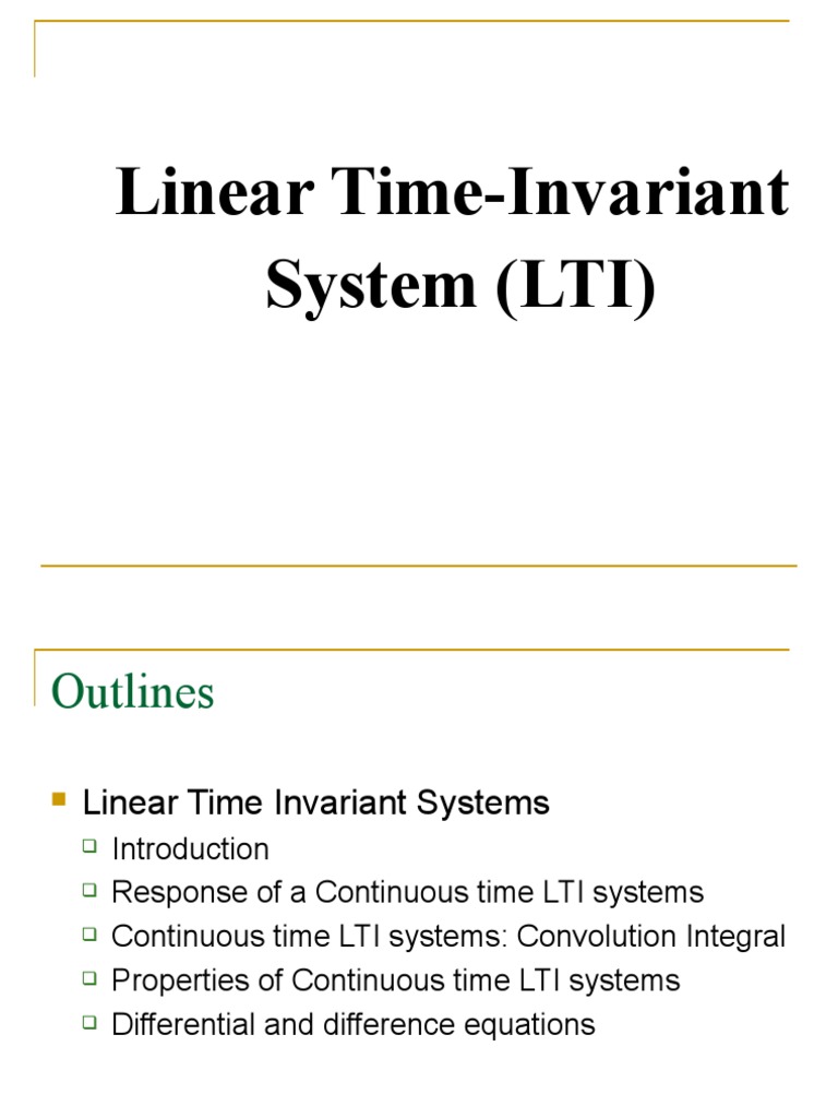 Linear Time-Invariant System (LTI) | PDF | Signal Processing | Teaching Mathematics