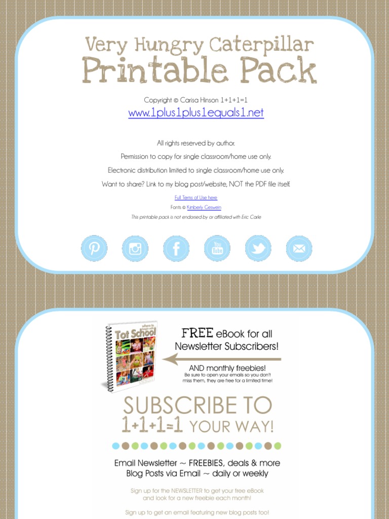 The Very Hungry Caterpillar Early Childhood Printables | PDF