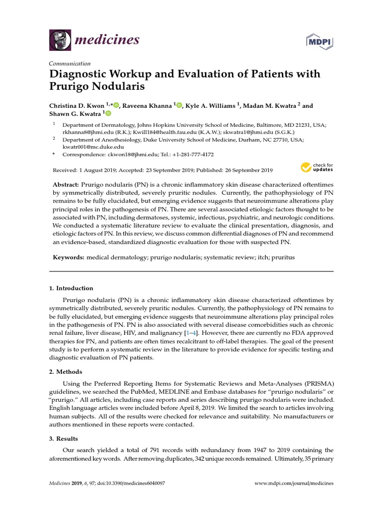 Diagnostic and Evaluation Patient Prurigo Nodularis | PDF | Peripheral ...