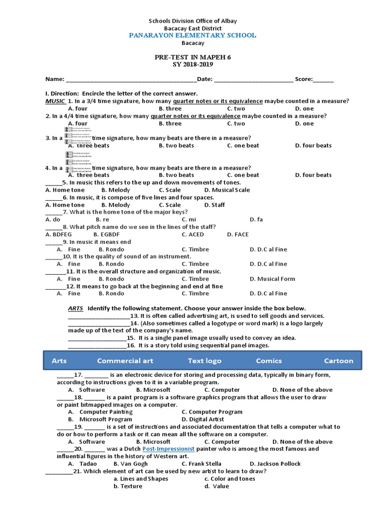 Mapeh 6 Diagnostic Test | PDF | Software | Logos