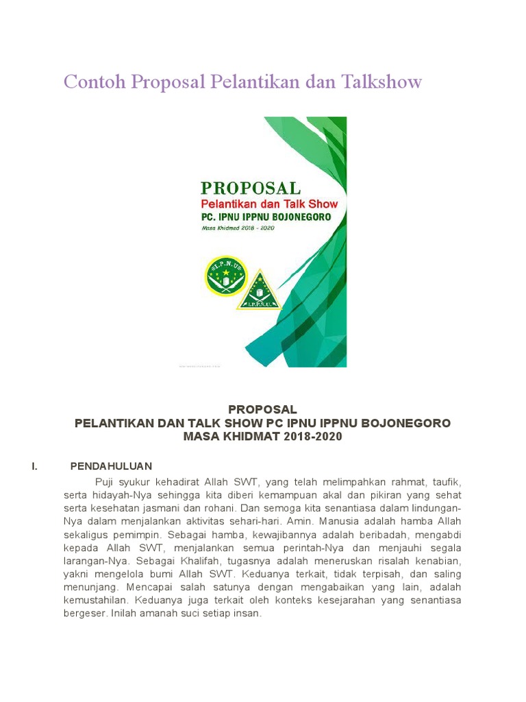 Contoh Proposal Pelantikan Dan Talkshow | PDF